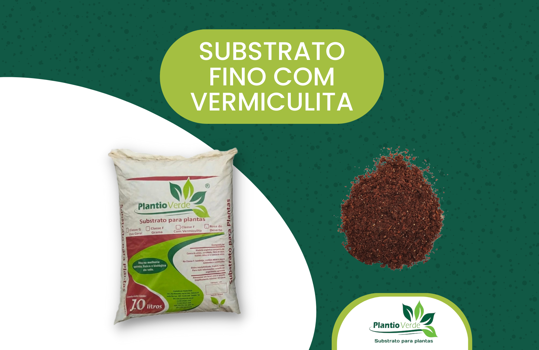 Substrato Fino com Vermiculita 10 Litros | Plantio Verde - Substrato ...