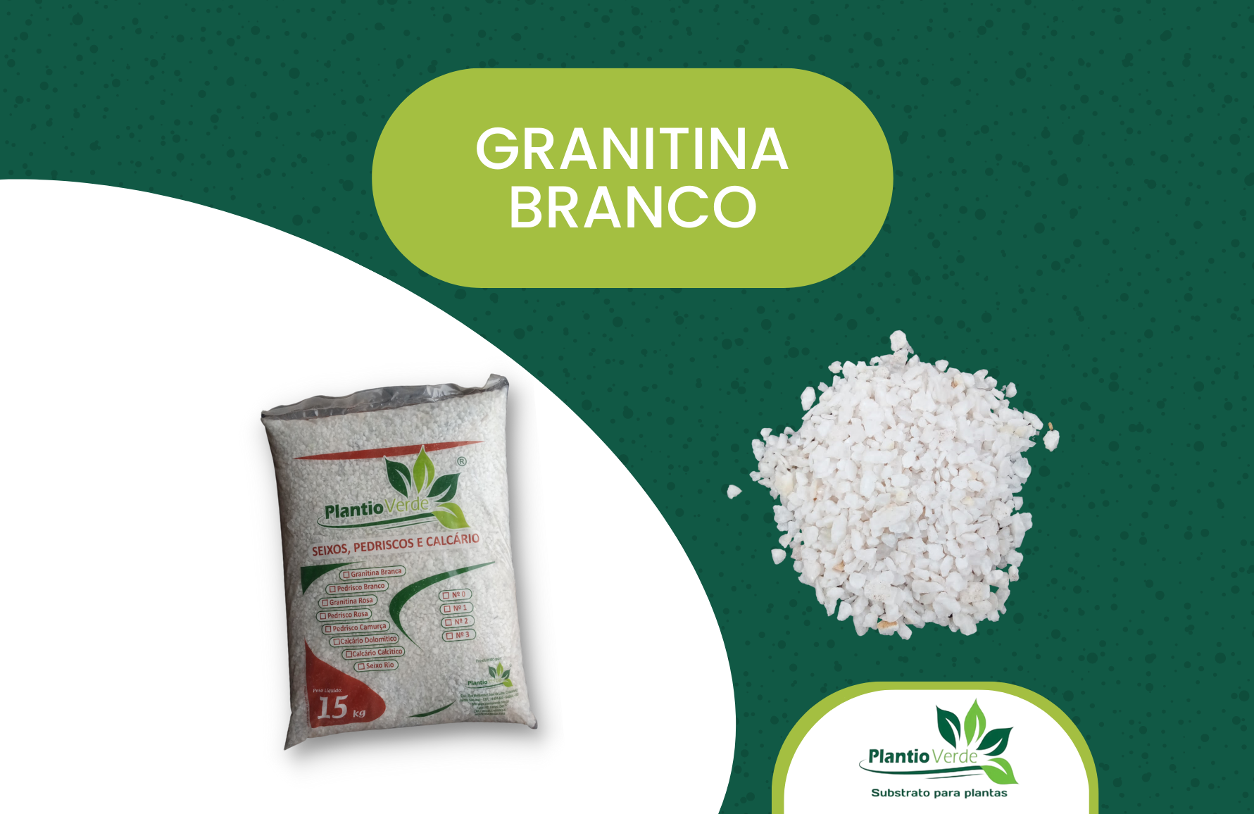 Granitina Branco 15 kg | Plantio Verde - Substrato para plantas